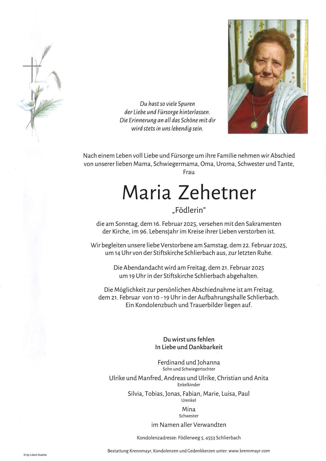 Todesfall Maria Zehetner